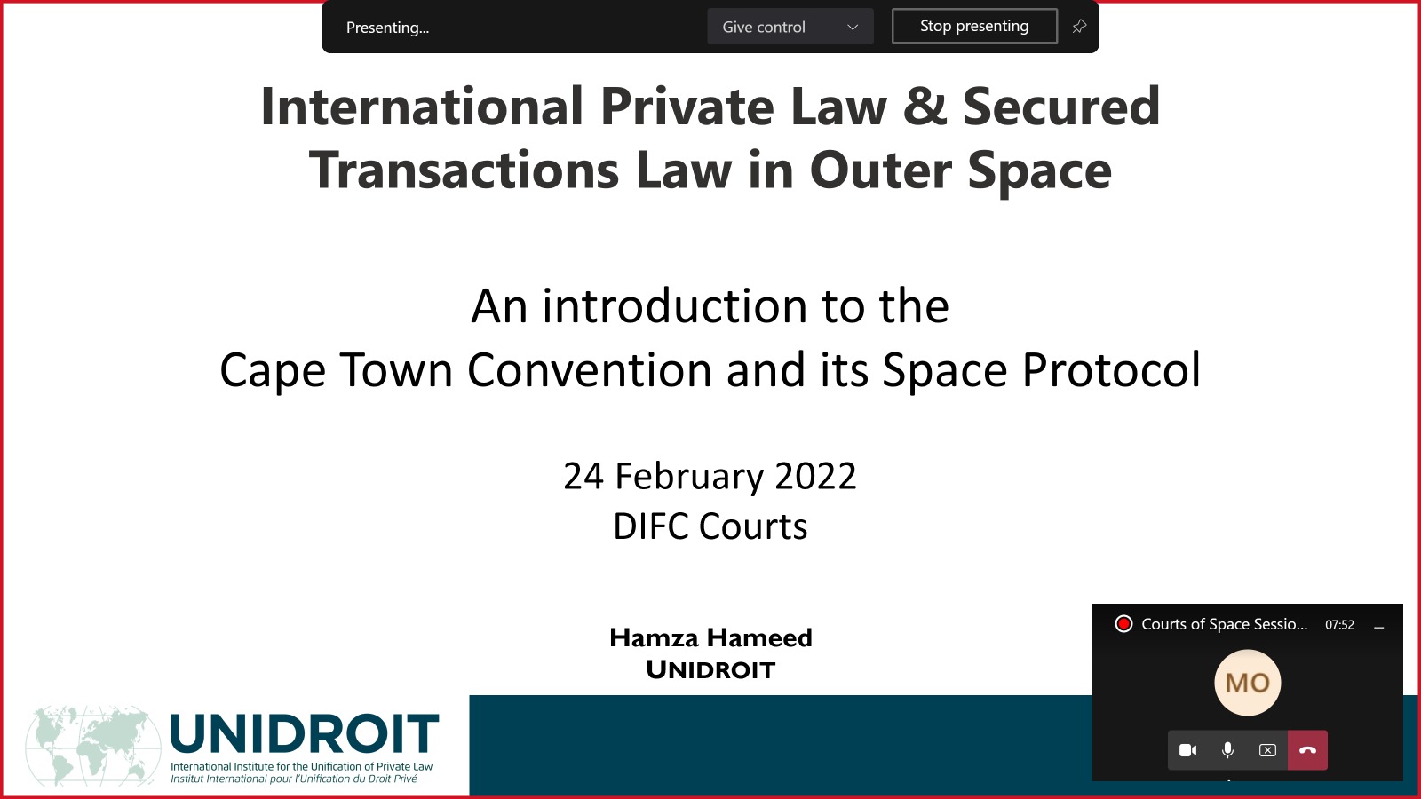 Space Protocol Presented at DIFC Courts - UNIDROIT